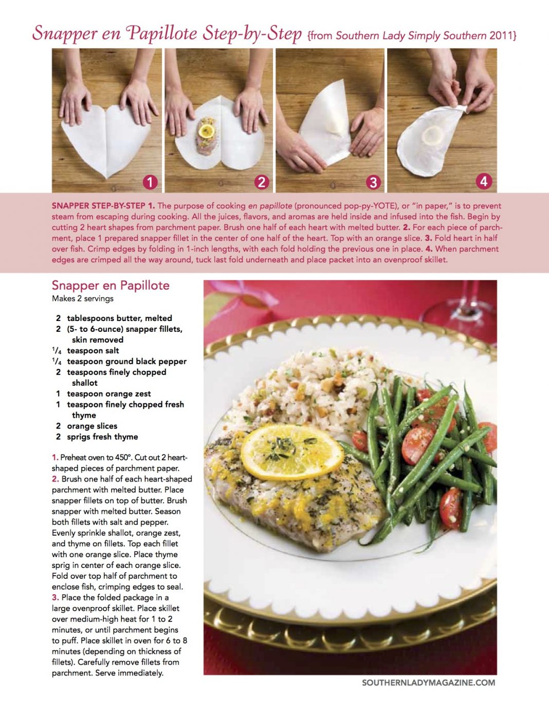 Snapper en Papillote - Southern Lady Magazine